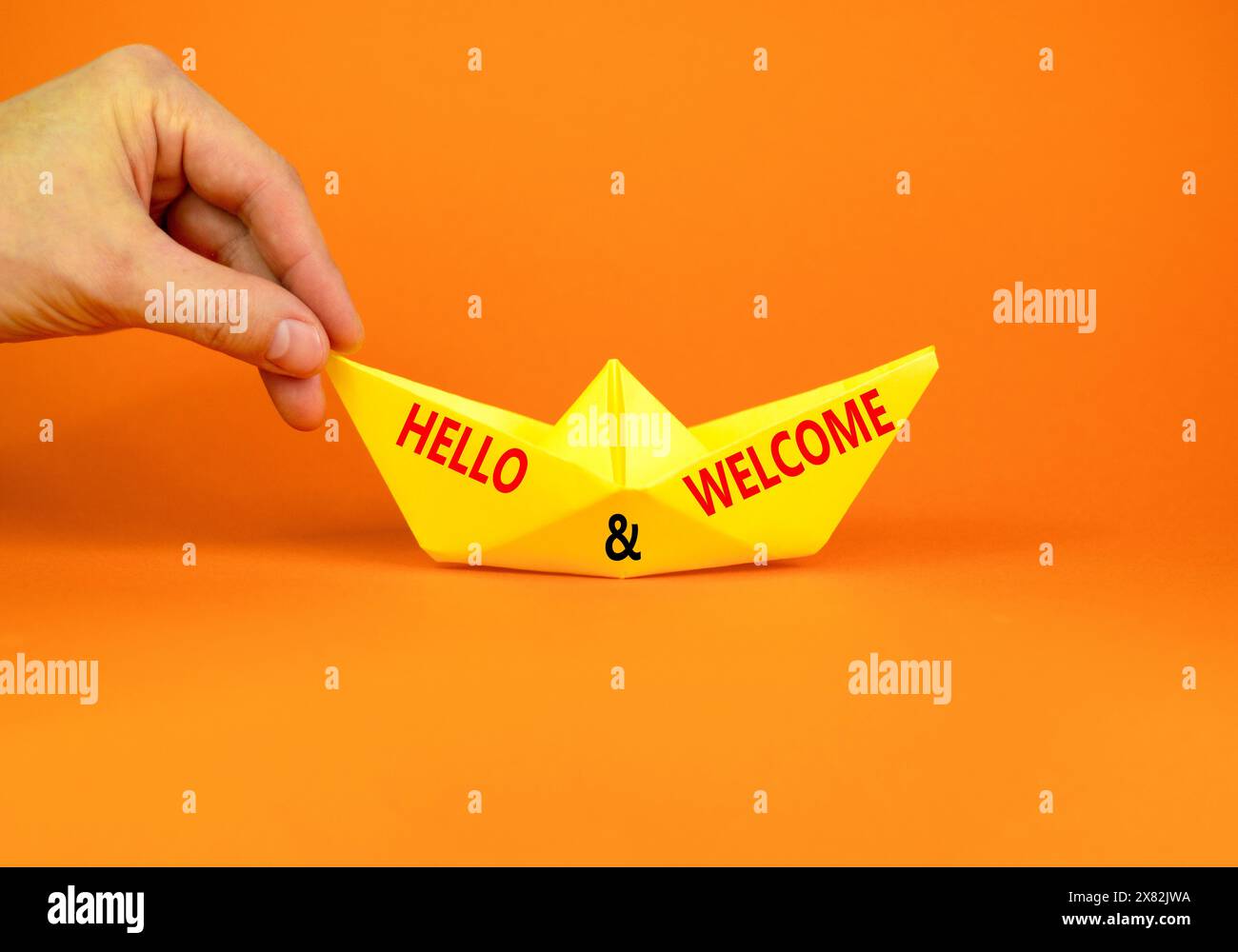 Hello and welcome symbol. Concept words Hello and welcome on beautiful ...