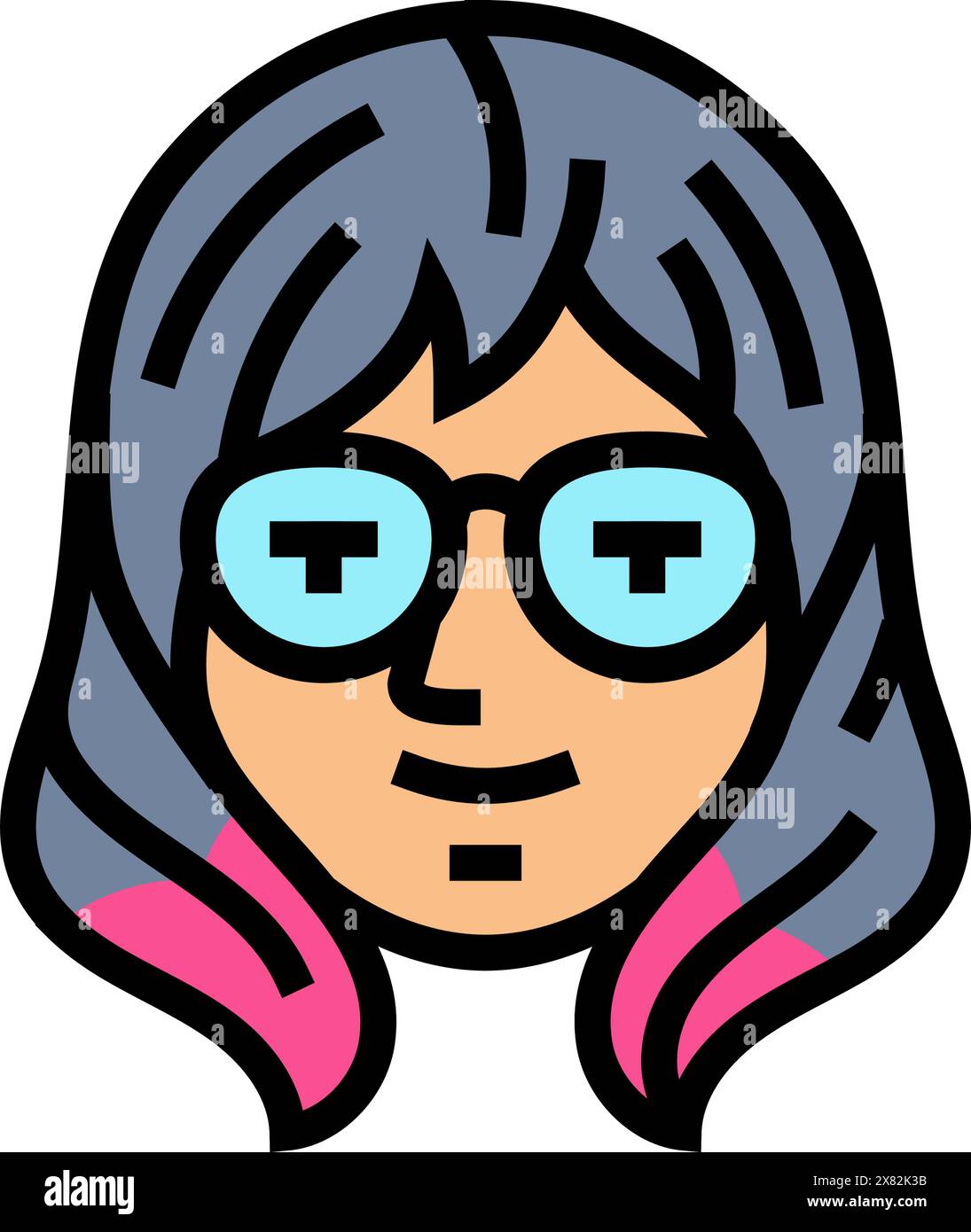 otaku woman avatar color icon vector illustration Stock Vector Image ...