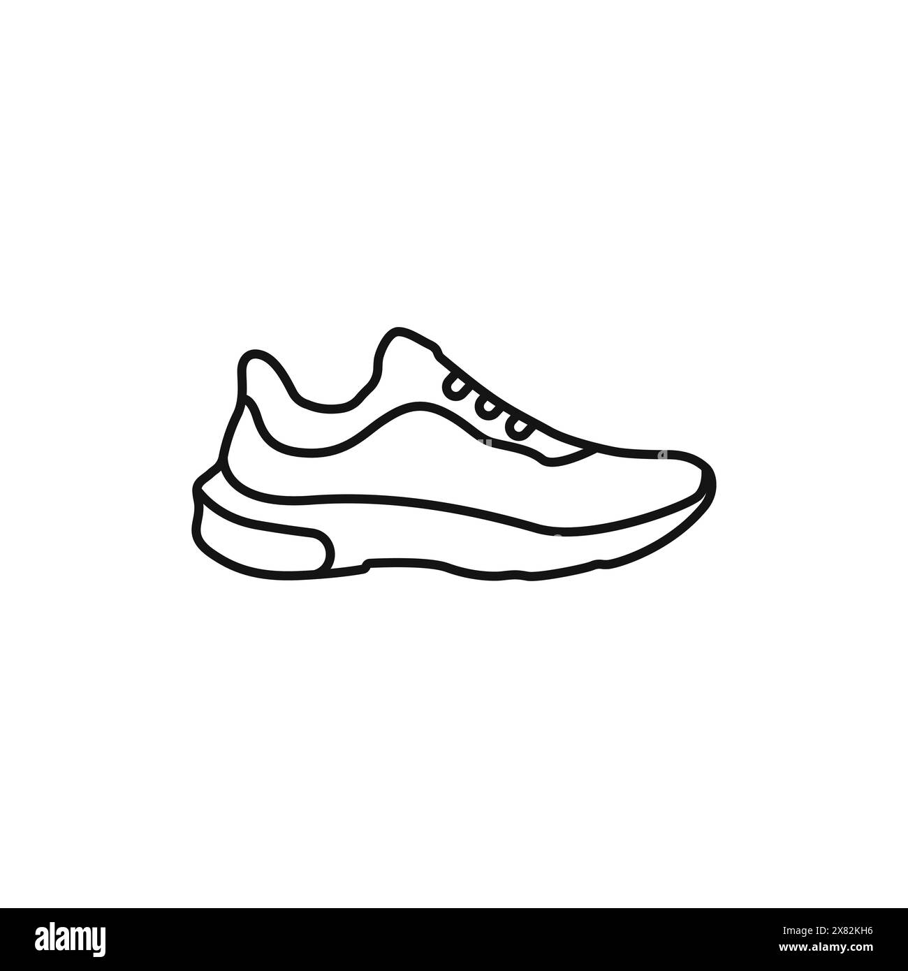 Outline of stylish sports shoes. Sneaker stroke logo. Running shoes ...