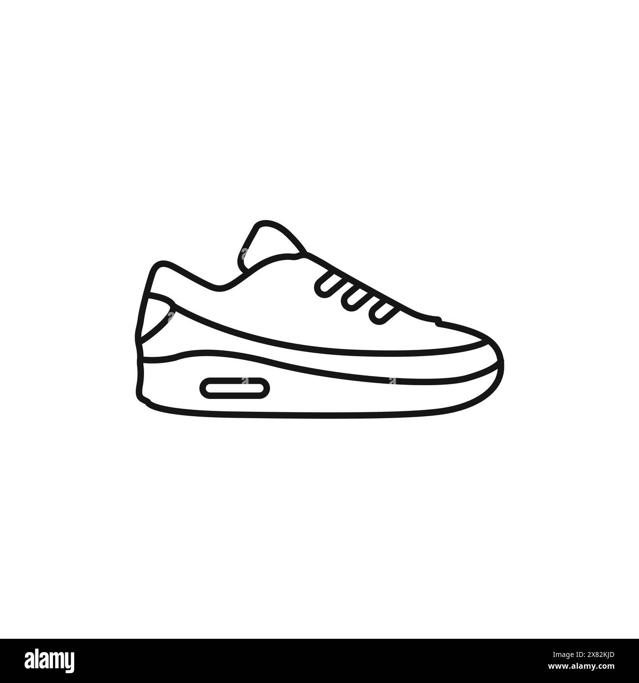 Outline of stylish sports shoes. Sneaker stroke logo. Running shoes ...