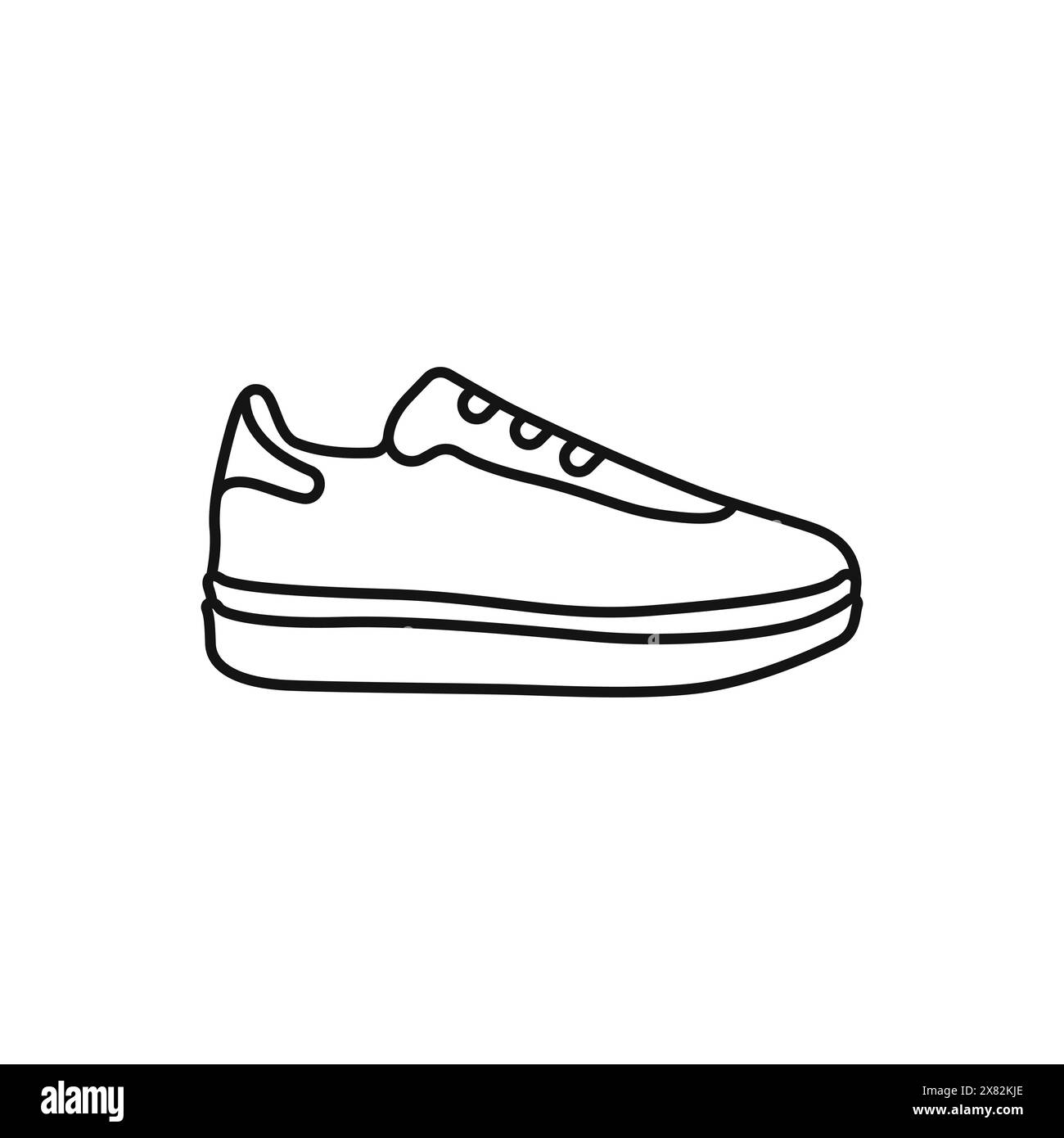 Outline of stylish sports shoes. Sneaker stroke logo. Running shoes ...