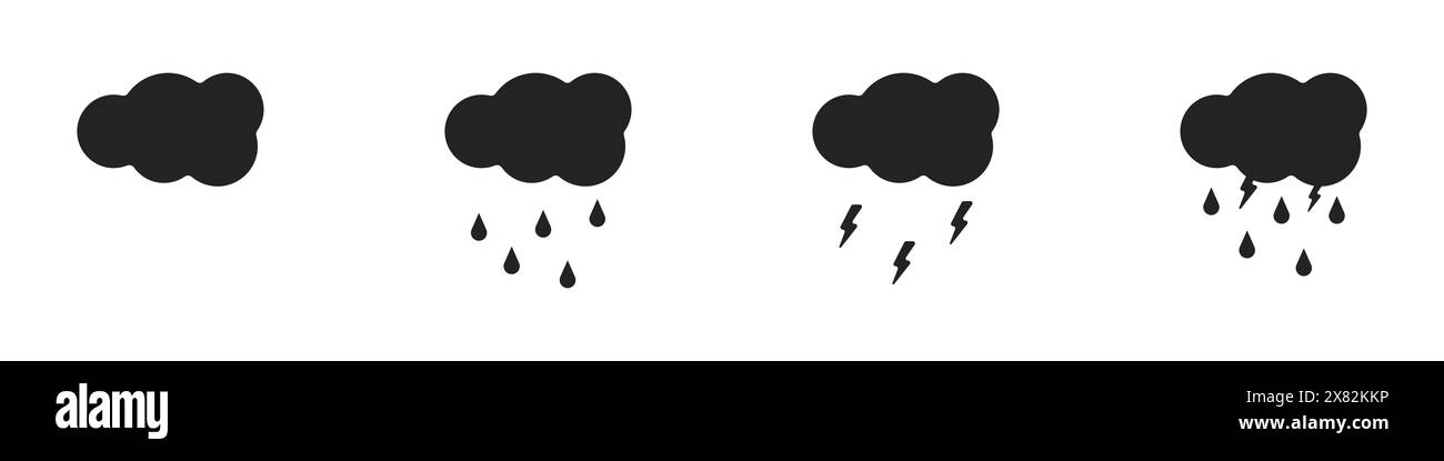 Cloudy weather vector. Weather forecast icons set. collection of clouds ...