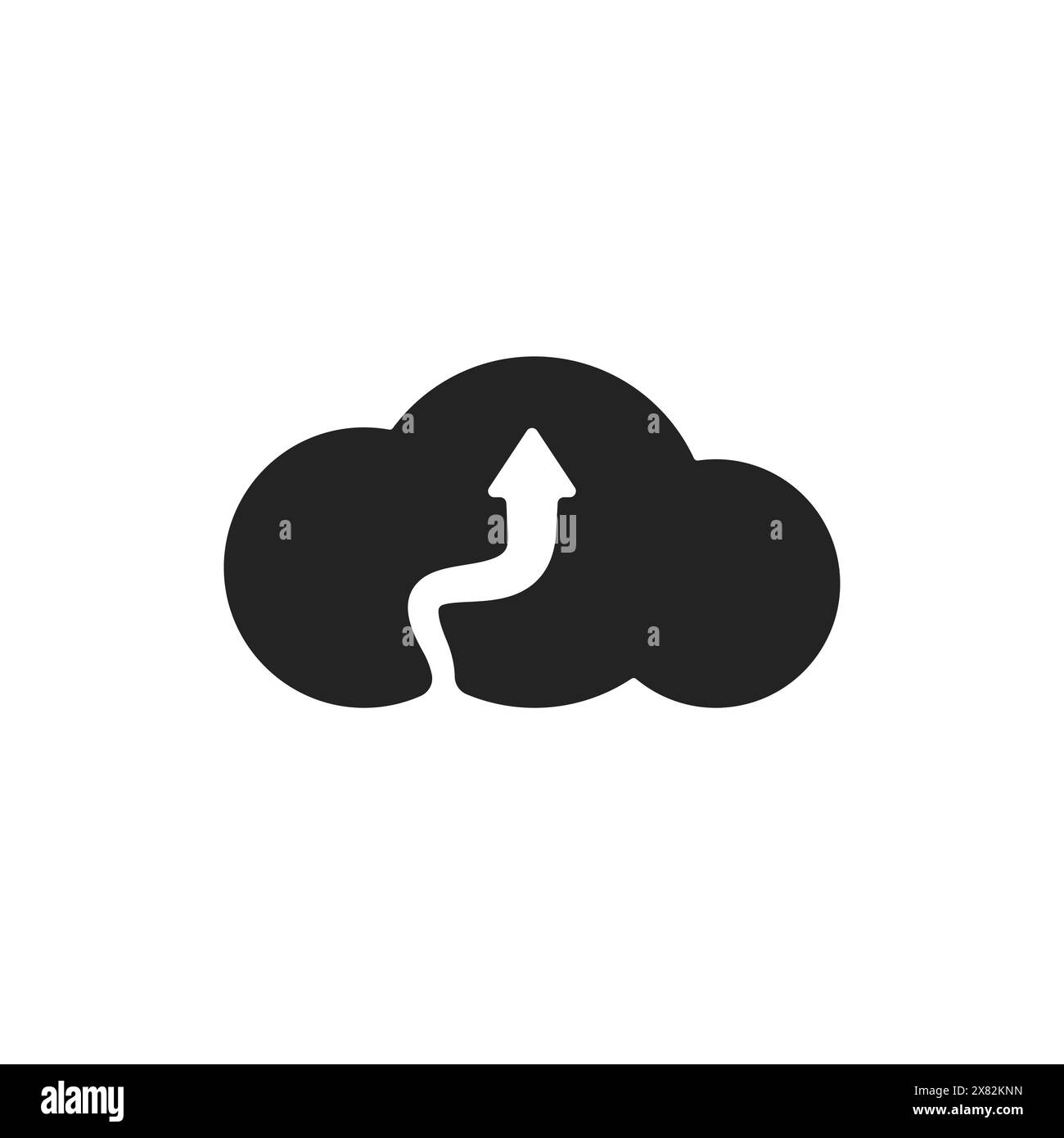 Rising arrow up vetkor. Cloud storage and data download logo. Black silhouette business clouds ...