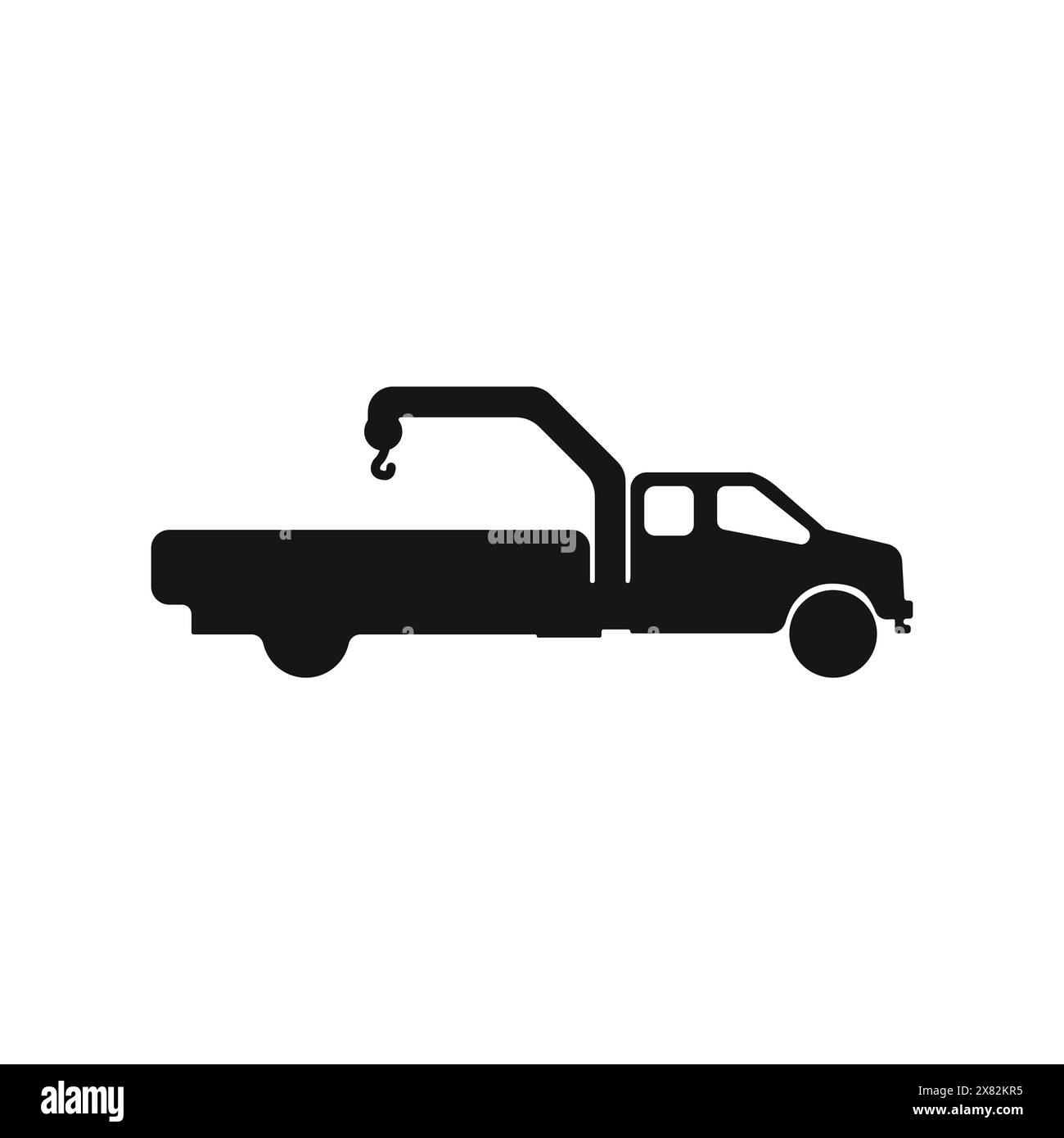 Black car with crane vector. Tow truck icon. Wheel loader logo. Truck ...