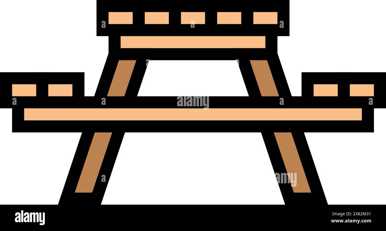 picnic table outdoor furniture color icon vector illustration Stock ...
