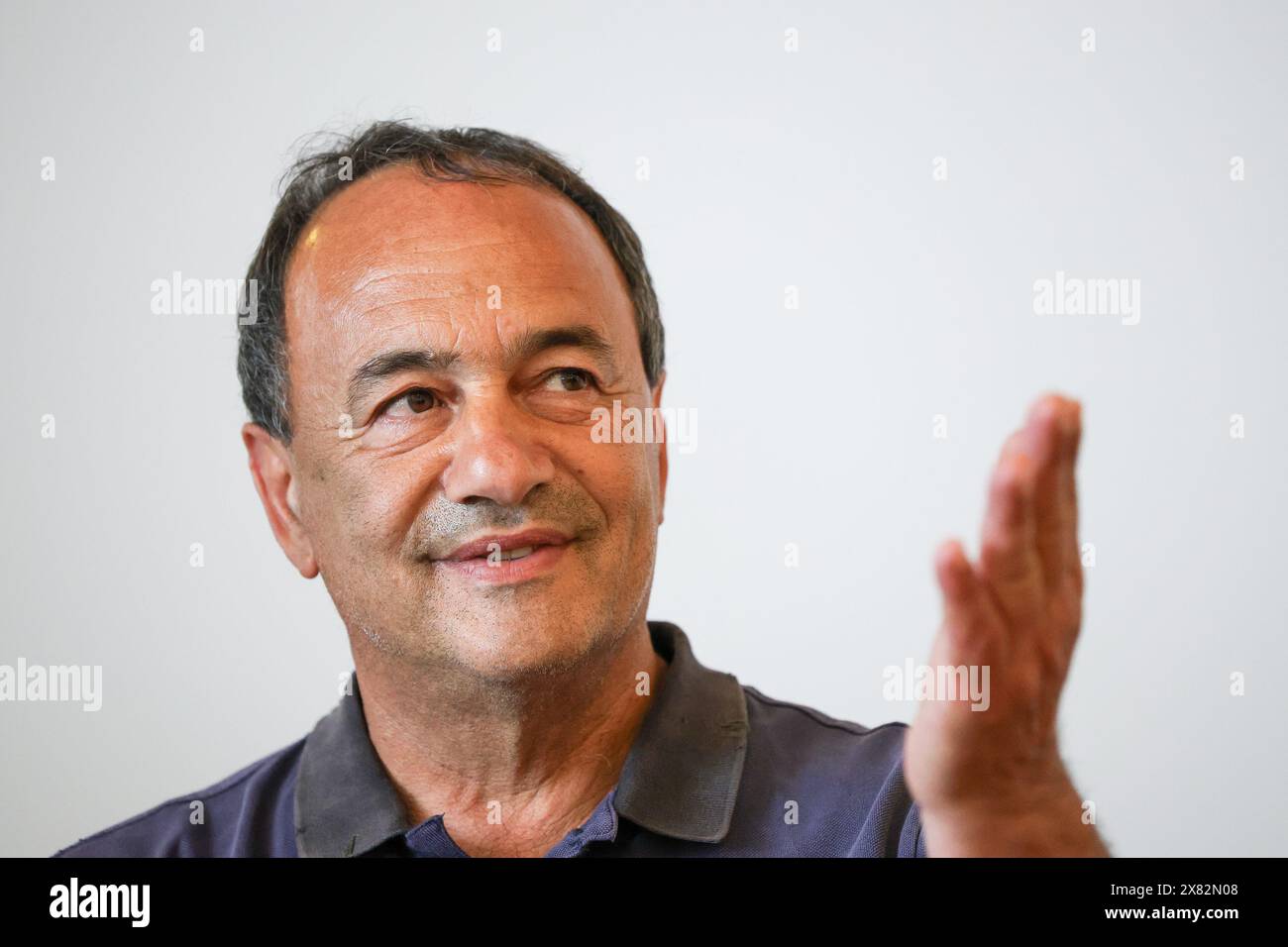 Naples, Italy, 22 May 2024. Mimmo Lucano, candidate for the 2024 ...