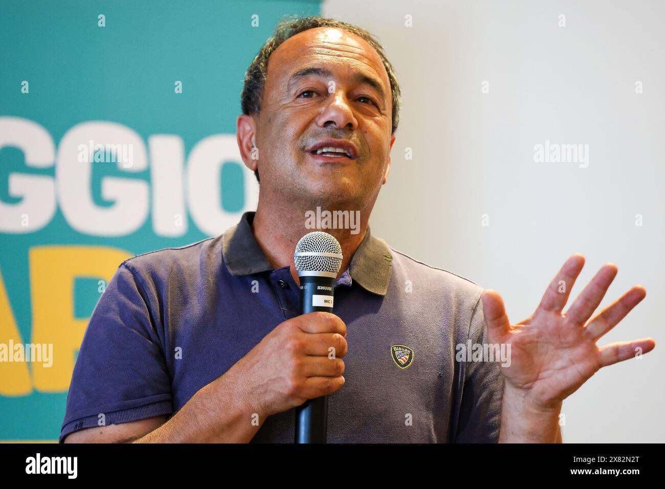 Naples, Italy, 22 May 2024. Mimmo Lucano, candidate for the 2024 ...