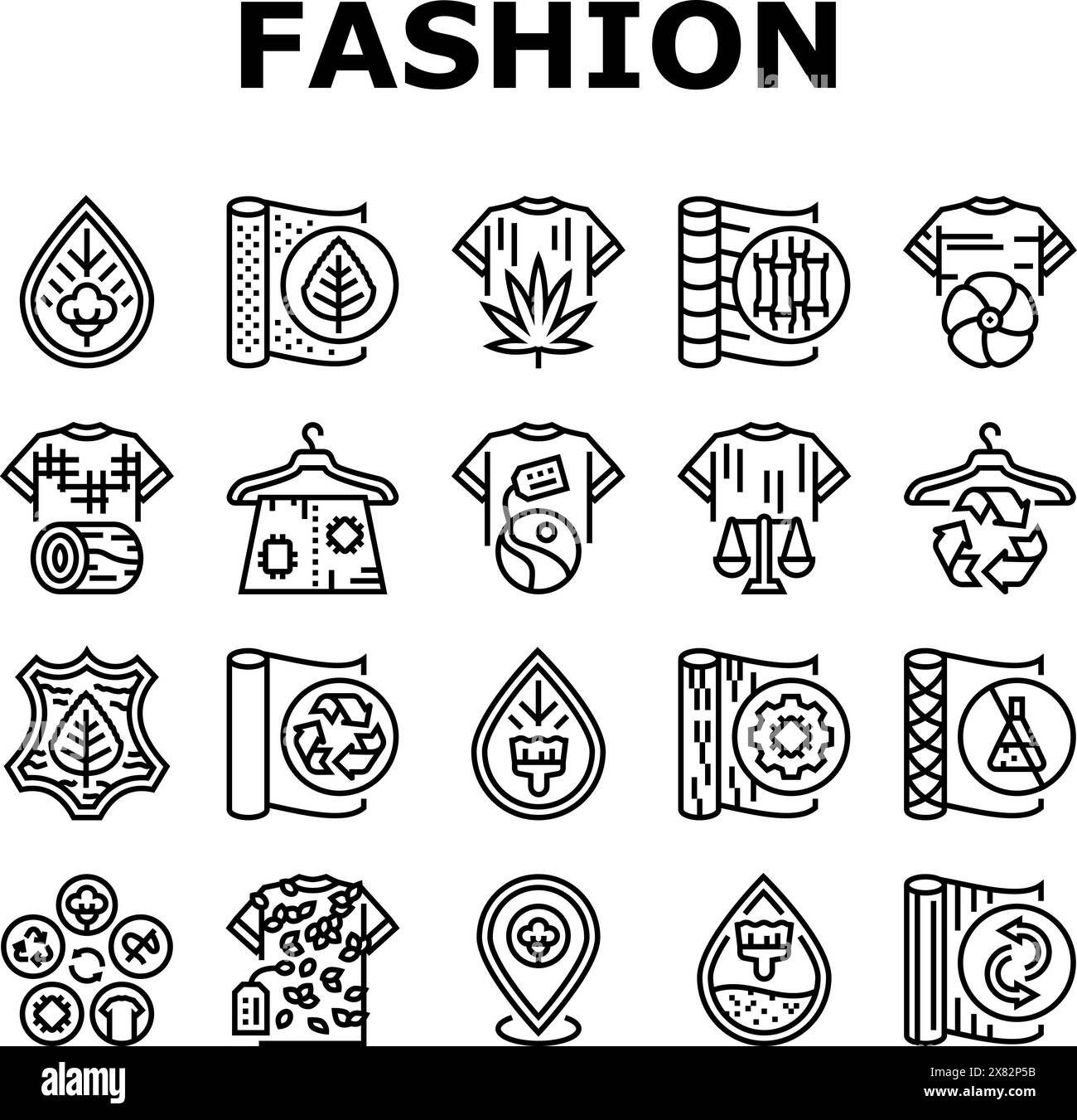 sustainable fashion textile eco icons set vector Stock Vector Image ...