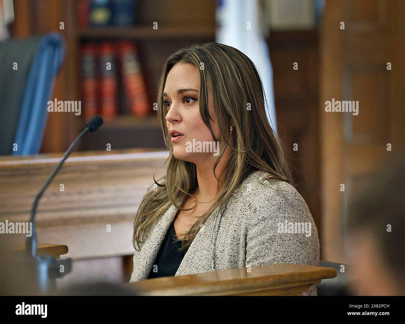 Witness Marietta Sullivan, of Plymouth, speaks on the stand during the ...