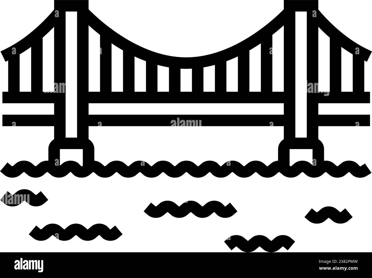 suspension bridge line icon vector illustration Stock Vector Image ...
