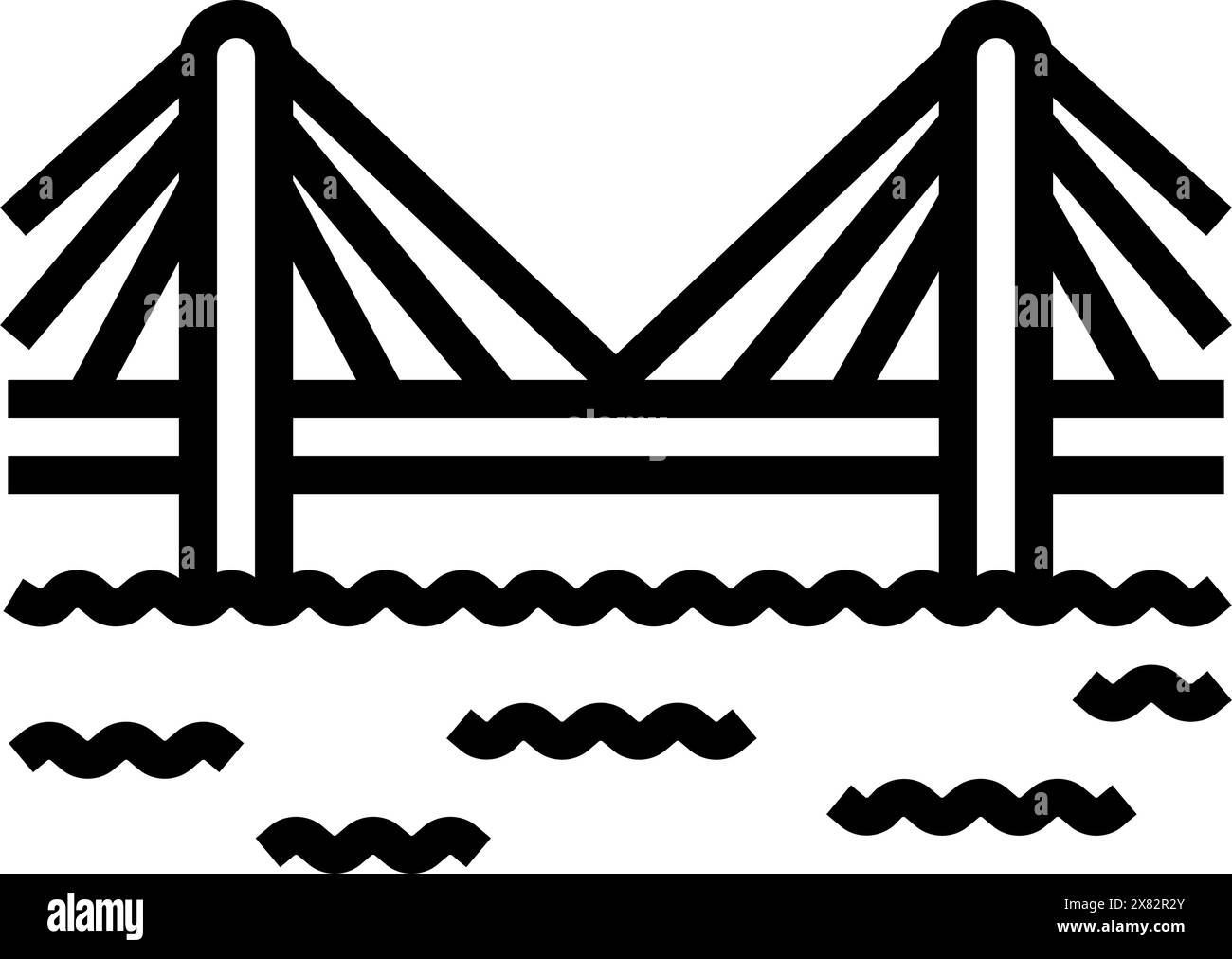 cable bridge line icon vector illustration Stock Vector Image & Art - Alamy