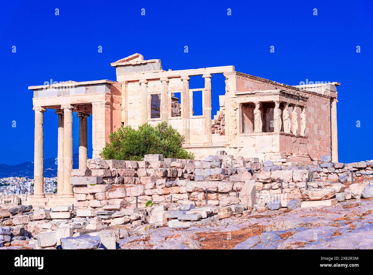 Athens, Greece: Temple of Erechtheion with the famous Six Caryatids or ...