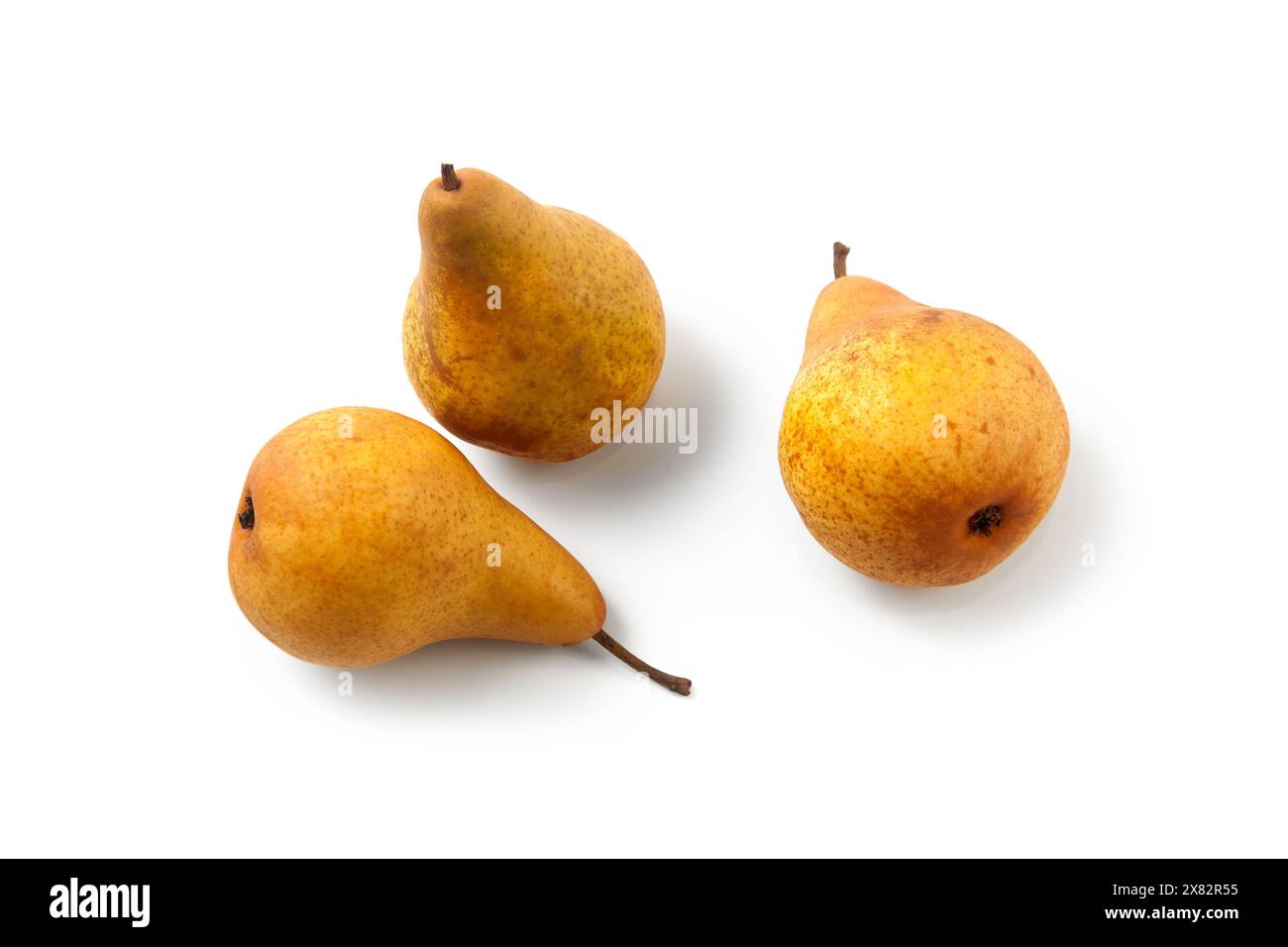 Three ripe juicy pear fruits with soft shadow isolated on white ...