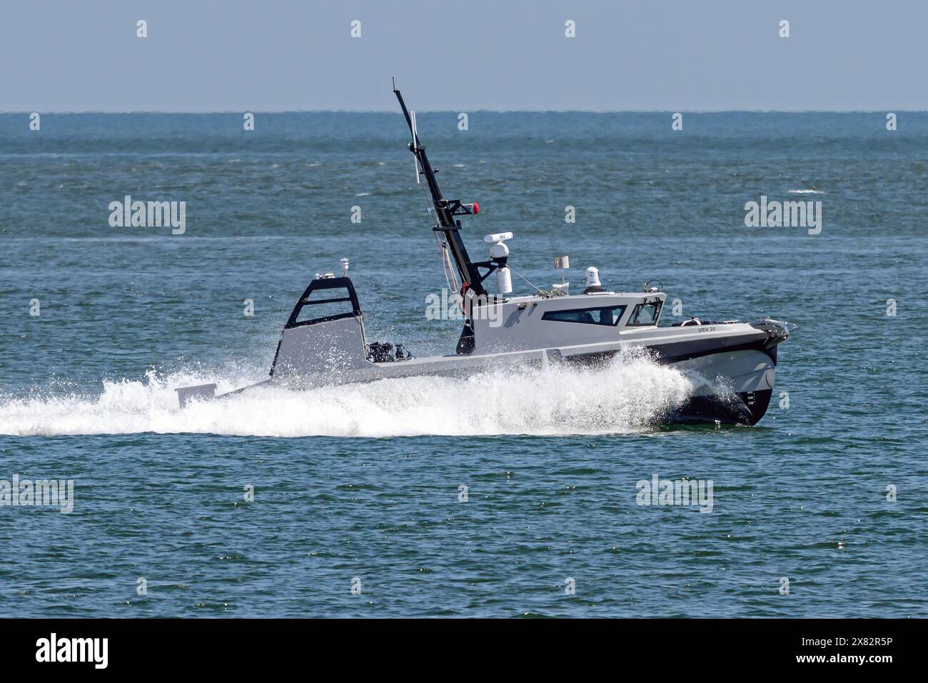 USV 26, one of a system of un-crewed vessels being used for mine ...