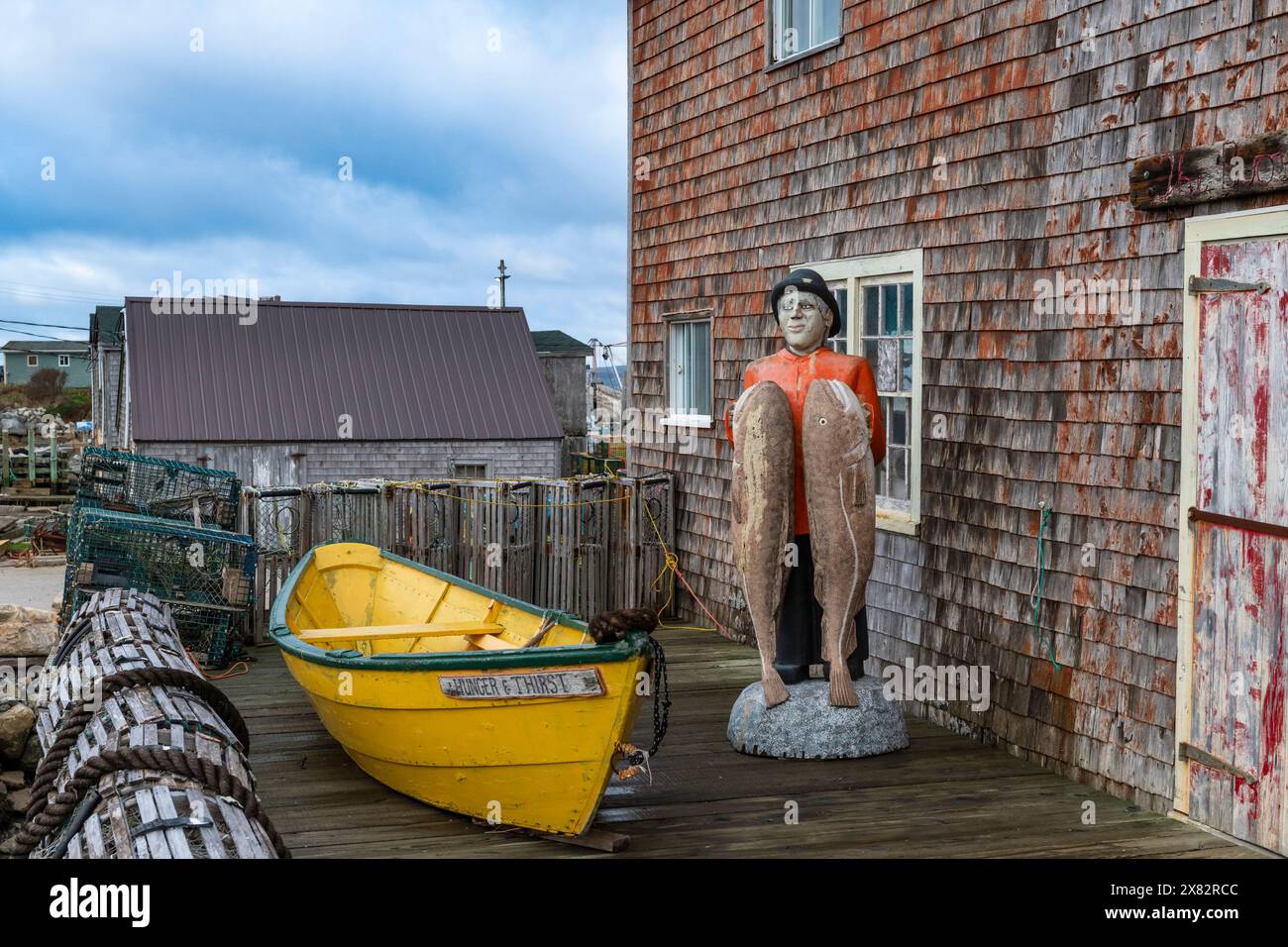 Peggy's Cove, Nova Scotia, Canada - October 23, 2023: A statue of a ...