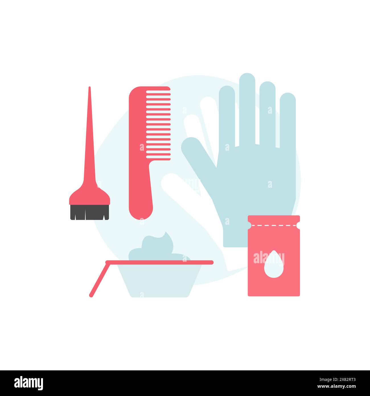 Brush and comb, hair dye, hairdressers kit for coloring strands vector ...
