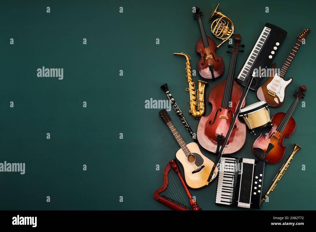 Back to music school. Assortment of Musical Instruments Stock Photo - Alamy