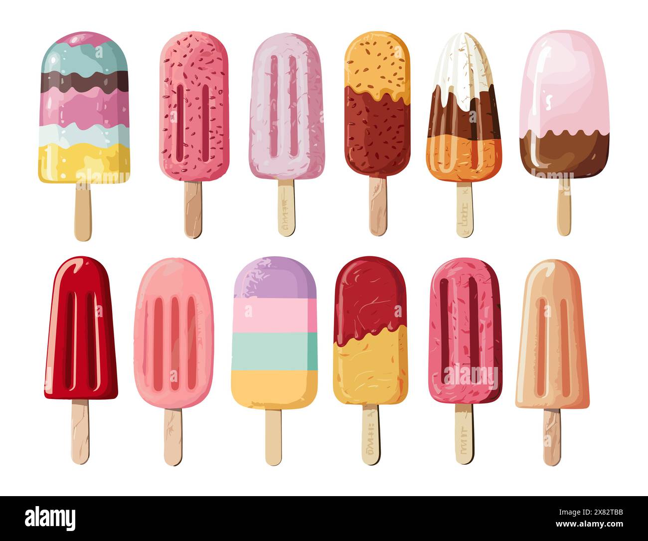 A set of ice cream sticks with different flavors Stock Vector Image ...
