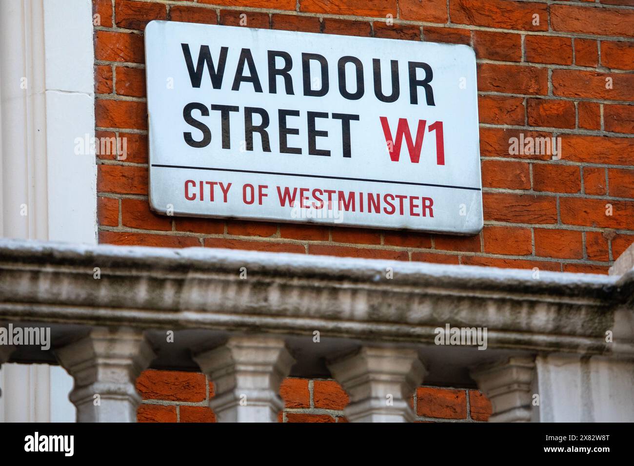 London, UK - January 15th 2024: Street sign for Wardour Street, located ...