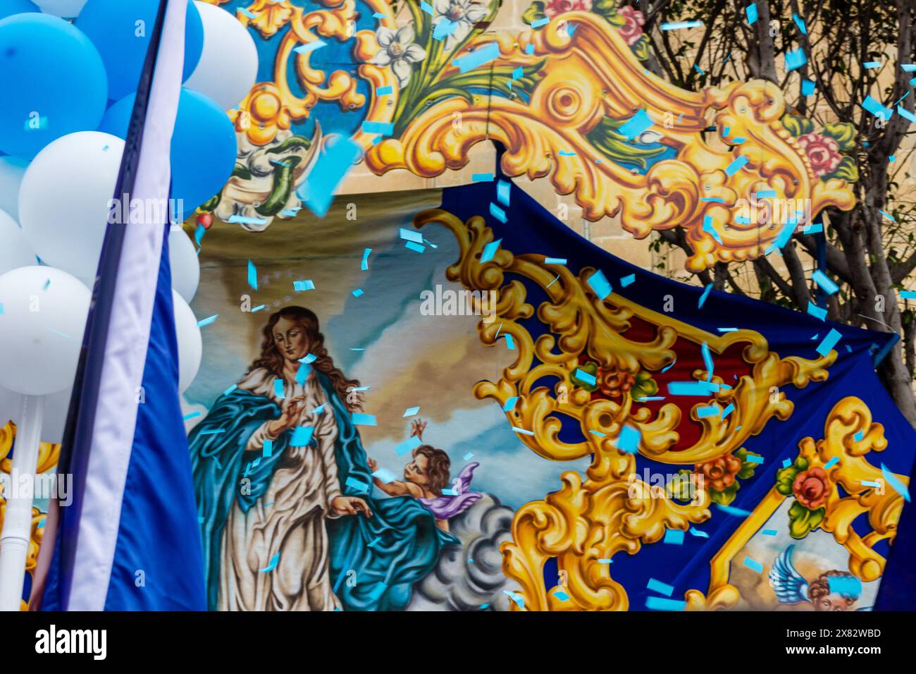 COSPICUA MALTA - December 08, 2023: Fireworks and confetti display at ...