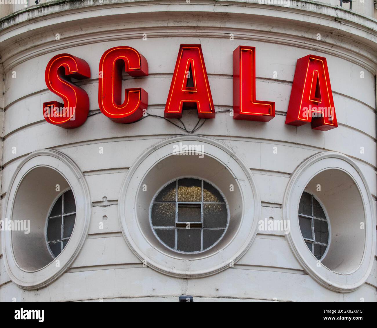 London, UK - February 5th 2024: The neon sign on the exterior of Scala ...