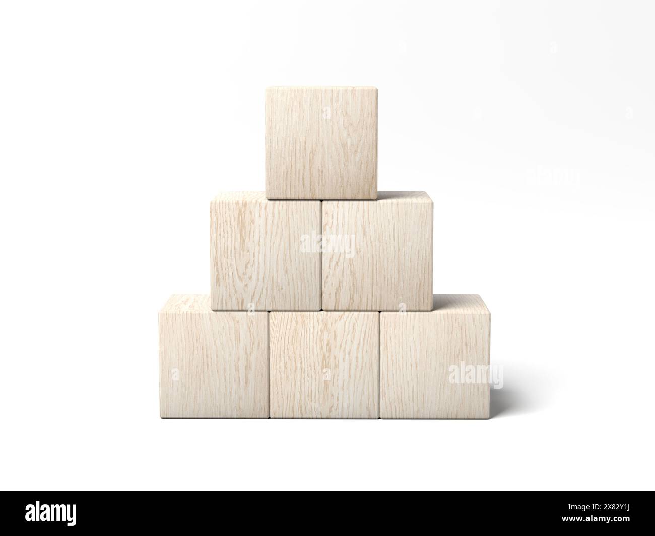 Six wooden blocks isolated on white background. Blank. Empty. Pyramid ...