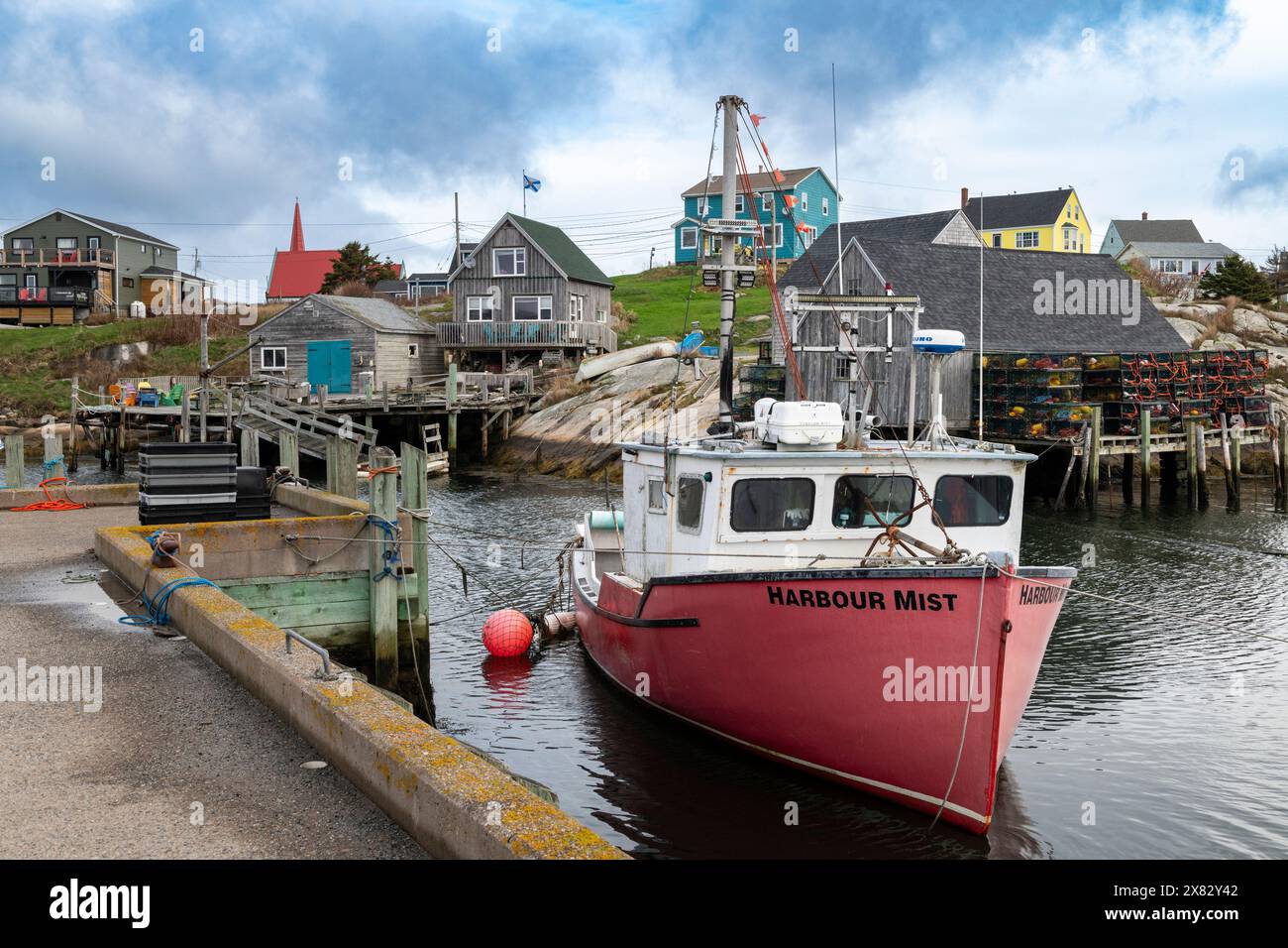 Peggy's Cove, Nova Scotia, Canada - October 23, 2023: A fishing boat in ...