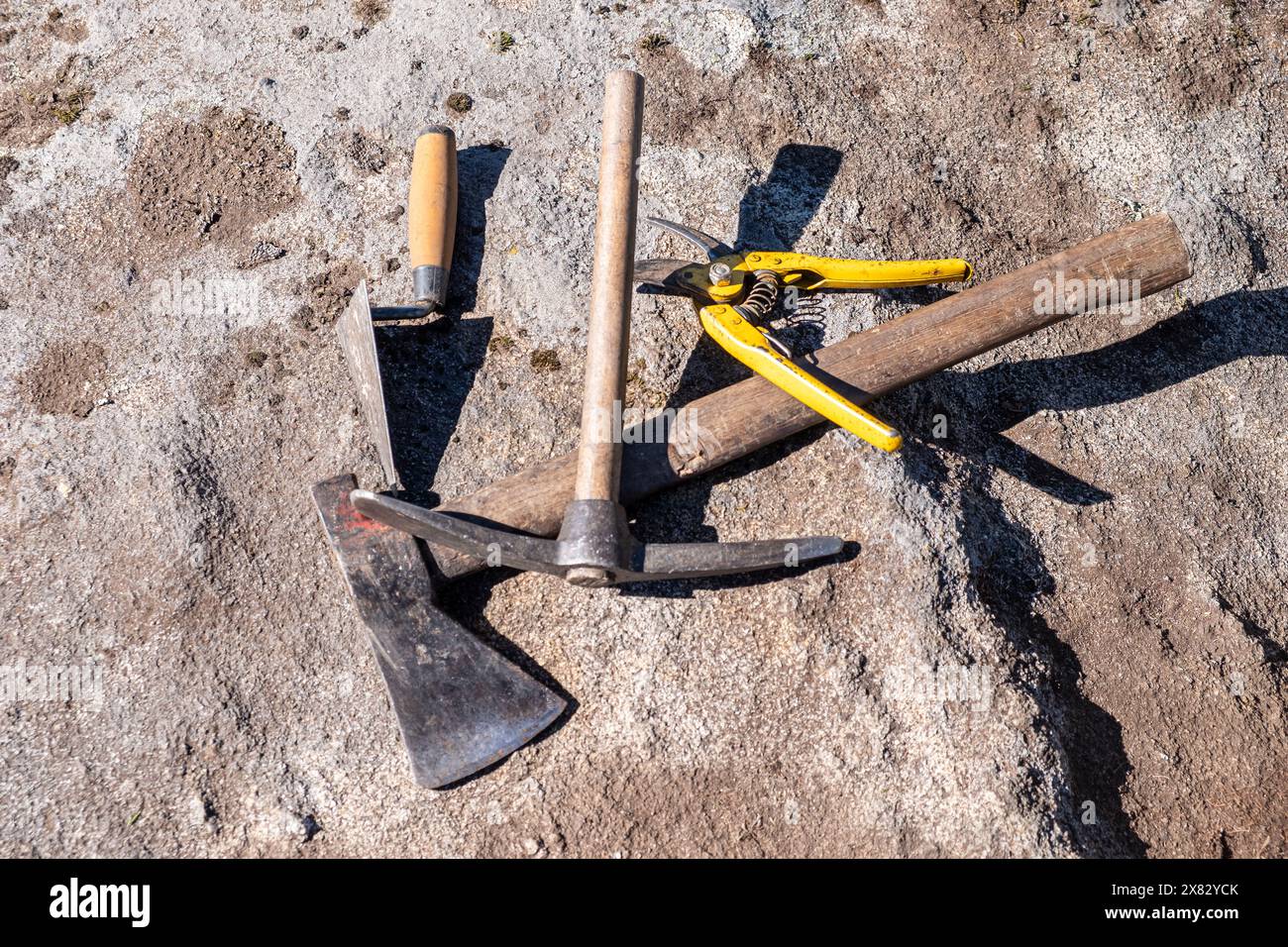 work tools in an archaeological excavation Stock Photo - Alamy