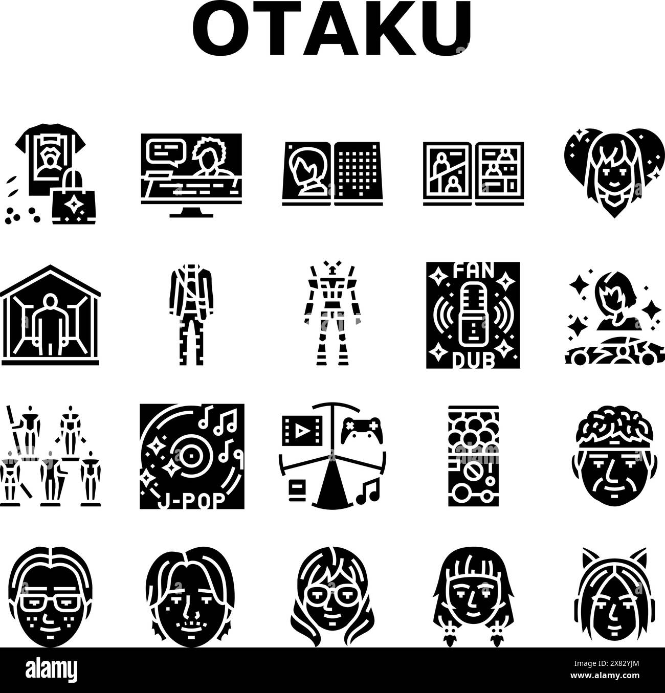 otaku anime manga eyes icons set vector Stock Vector Image & Art - Alamy