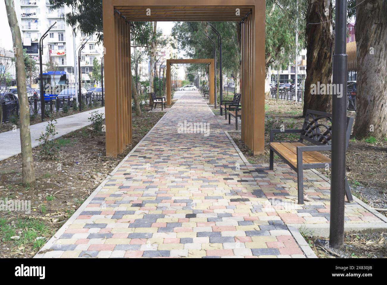 walk path in the park in Batumi City Georgia Country 21 February 2024 ...