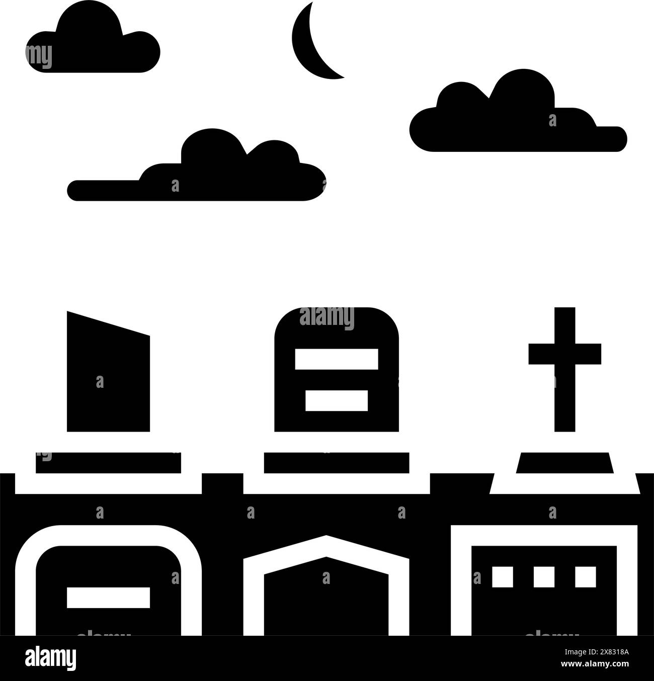 cemetery goth subculture glyph icon vector illustration Stock Vector ...