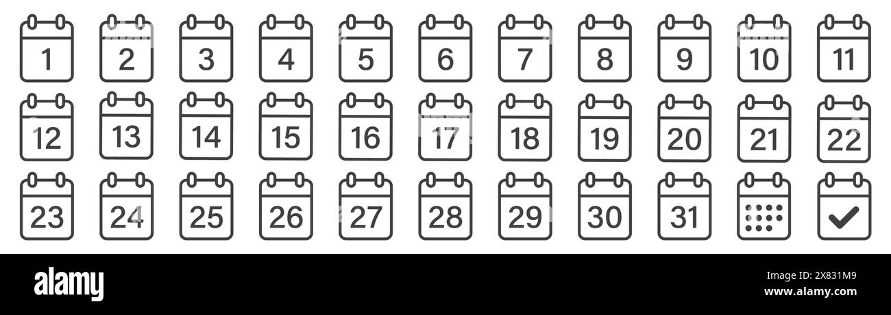 Set of calendar icons on a white background Stock Vector Image & Art ...