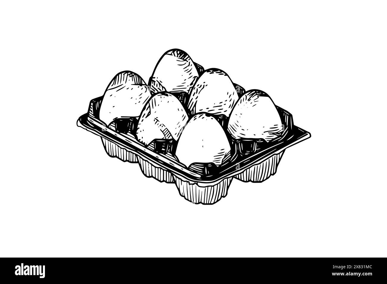 Box of eggs hand drawn ink sketch. Engraving style vector illustration ...