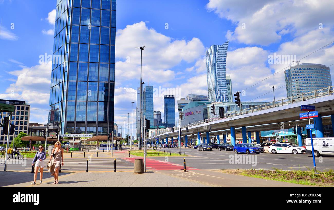 Warsaw, Poland. 18 May 2024. Car traffic at rush hour in downtown area of the city. Car ...