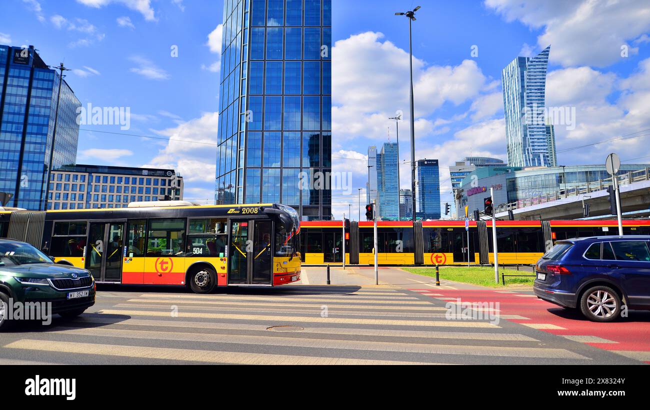 Warsaw, Poland. 18 May 2024. Car traffic at rush hour in downtown area ...
