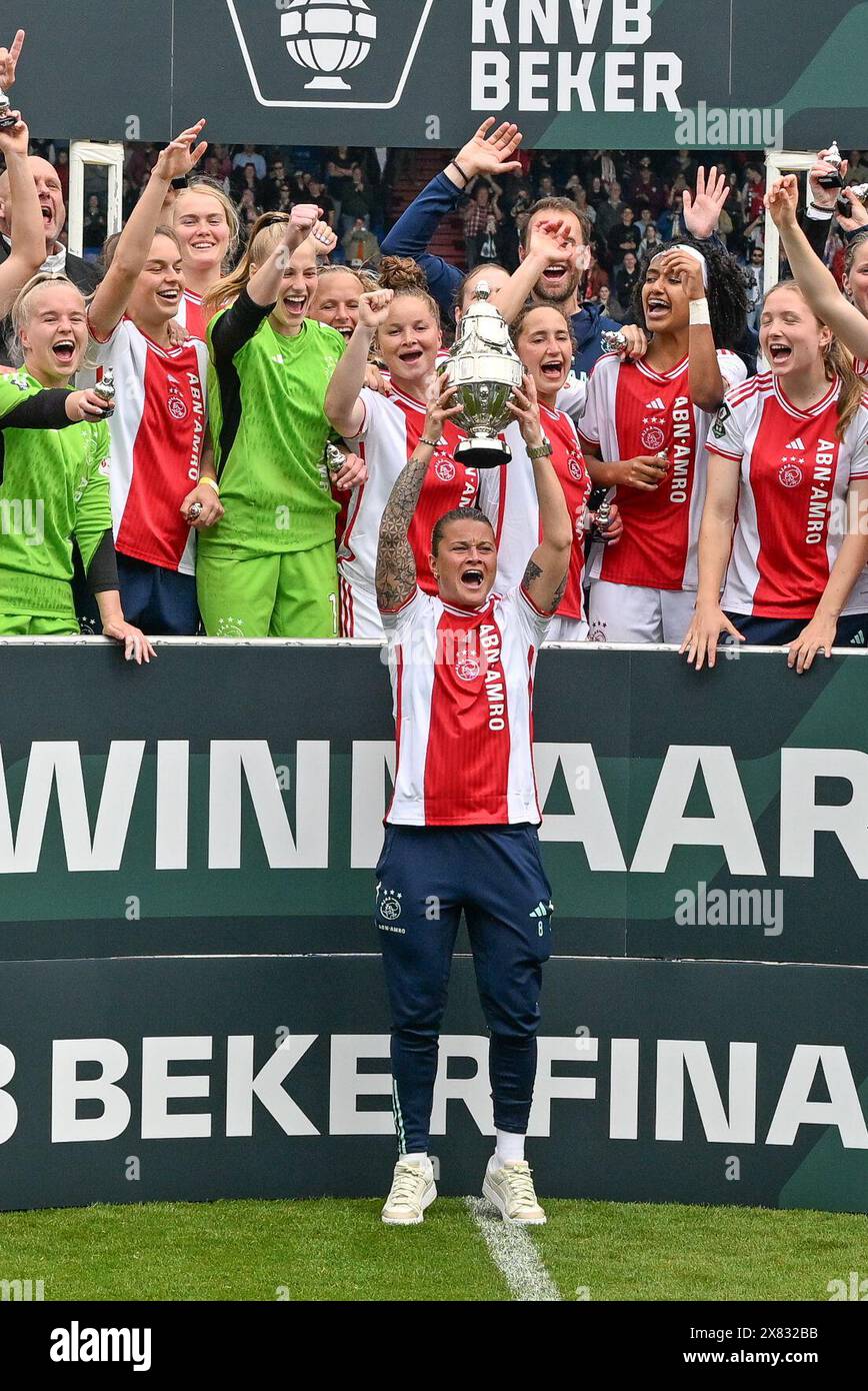 players of Ajax celebrate after winning a female soccer game between Ajax Amsterdam vrouwen and ...