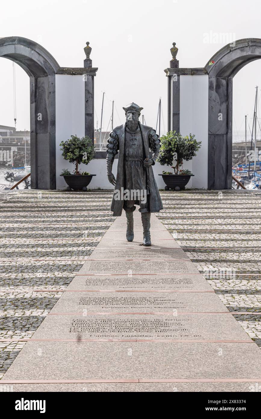 Angra do Heroismo, Terceira, Azores, Portugal. March 28, 2022. Statue ...