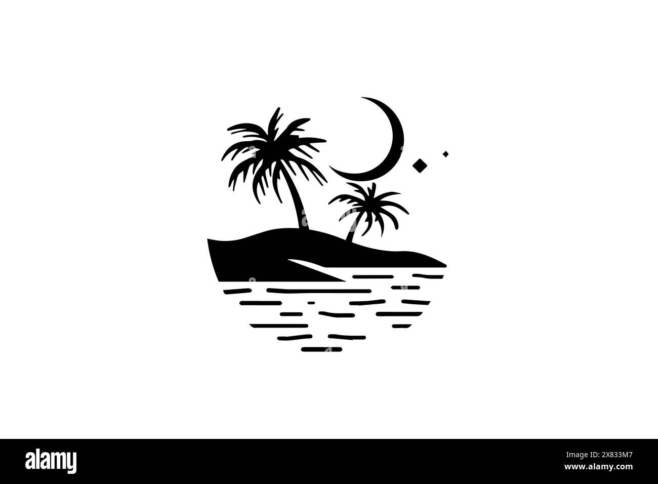 Sun-Kissed Island: Modern Beach Logo with Palm Trees and Waves Stock ...