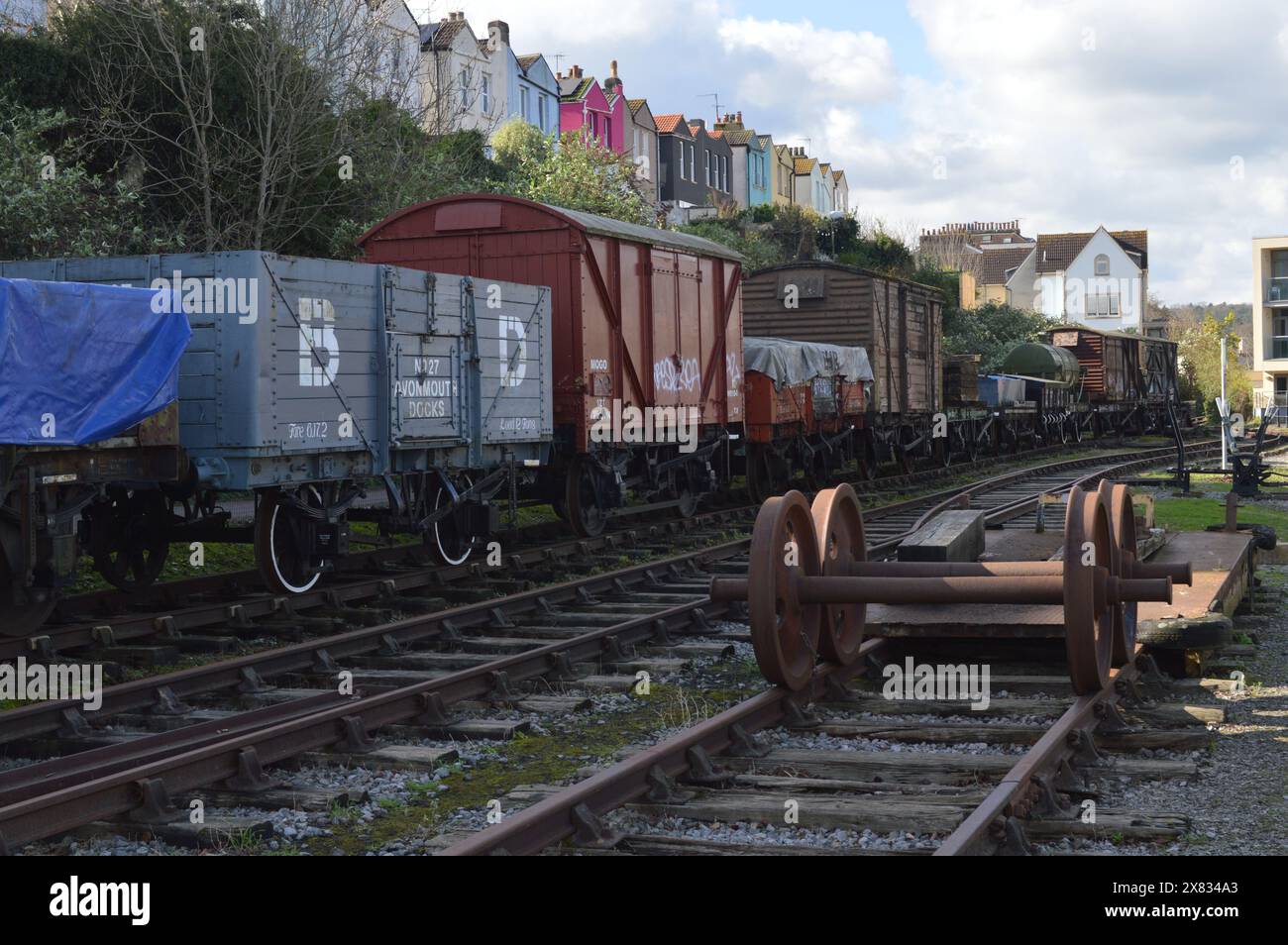 Line of wagons on the Bristol Harbour Railway. Bristol, England, United ...
