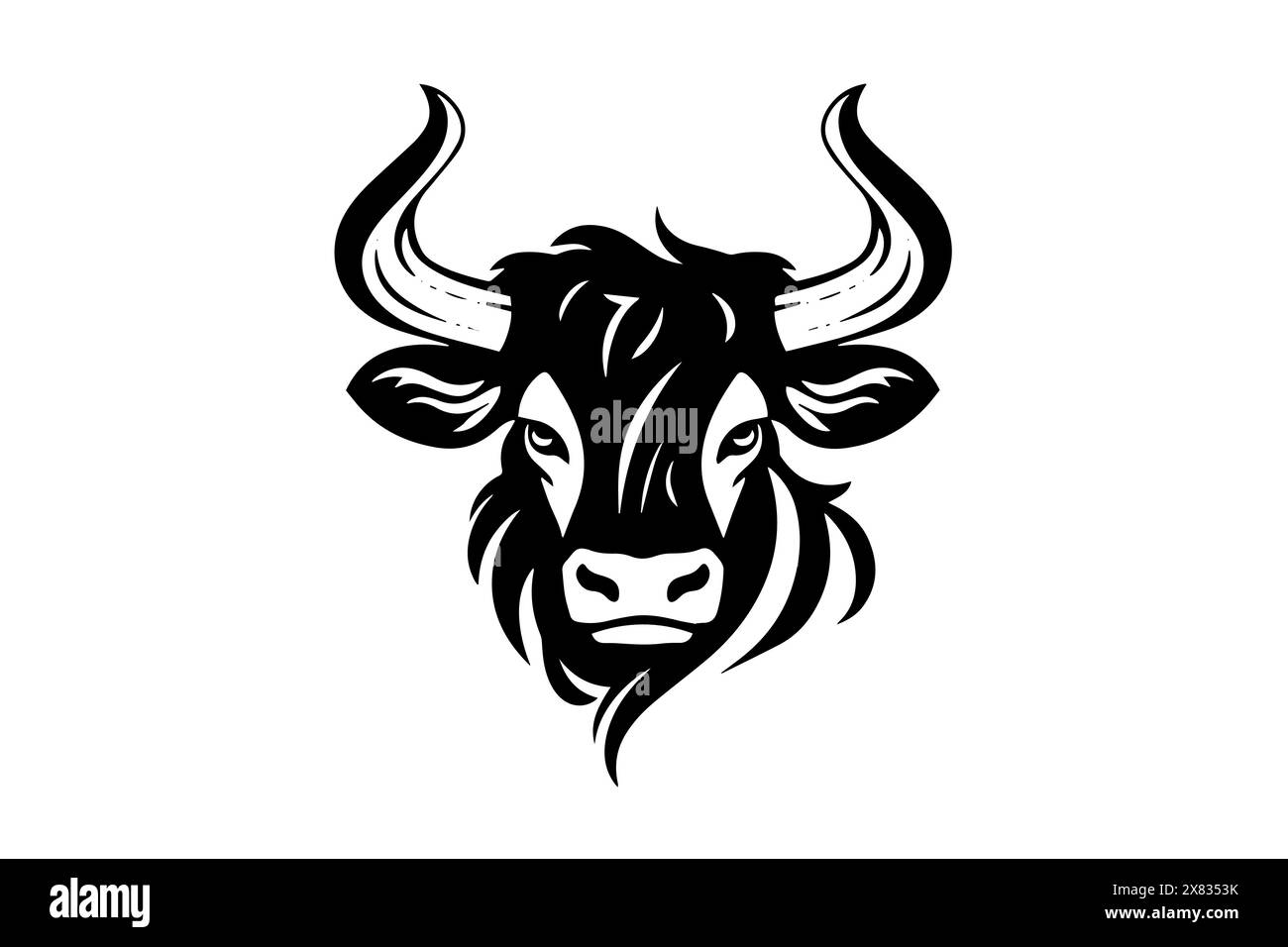 Cow head hand drawn ink logotype sketch. Engraved style vector ...