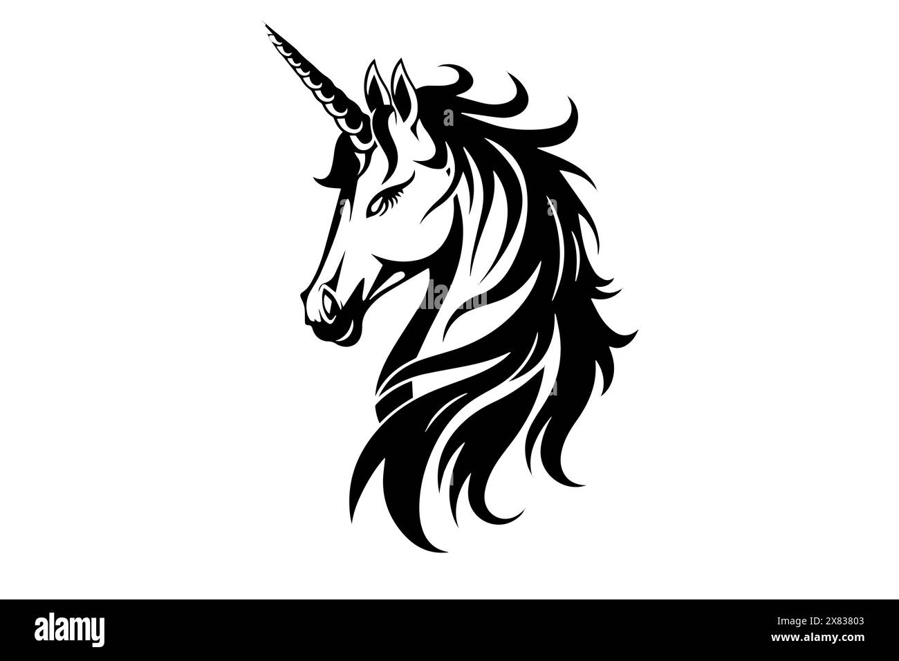 Enchanting Unicorn: Elegant Logo Vector Design in Black and White Stock ...
