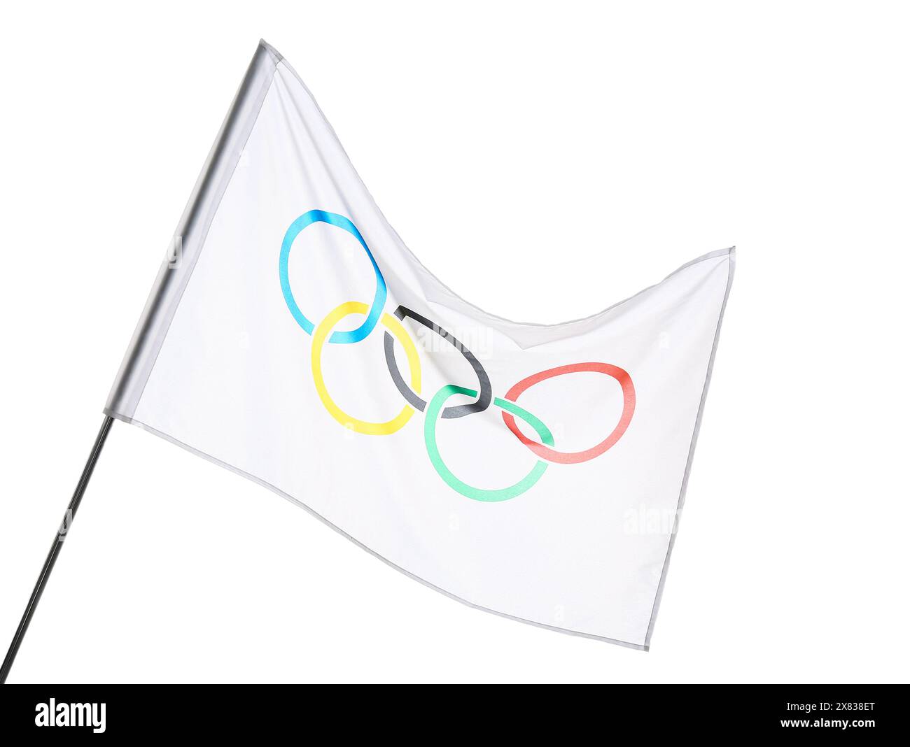 Olympic flag on white background Stock Photo - Alamy