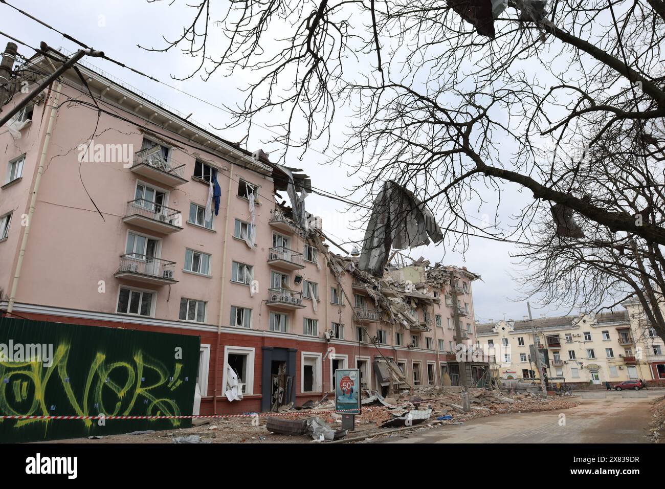 The consequences of the explosion of a building by a Russian missile ...