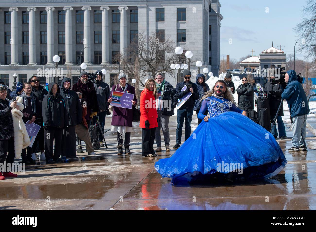 St. Paul, Minnesota. State capitol. Male dancer at the Transgender Day ...