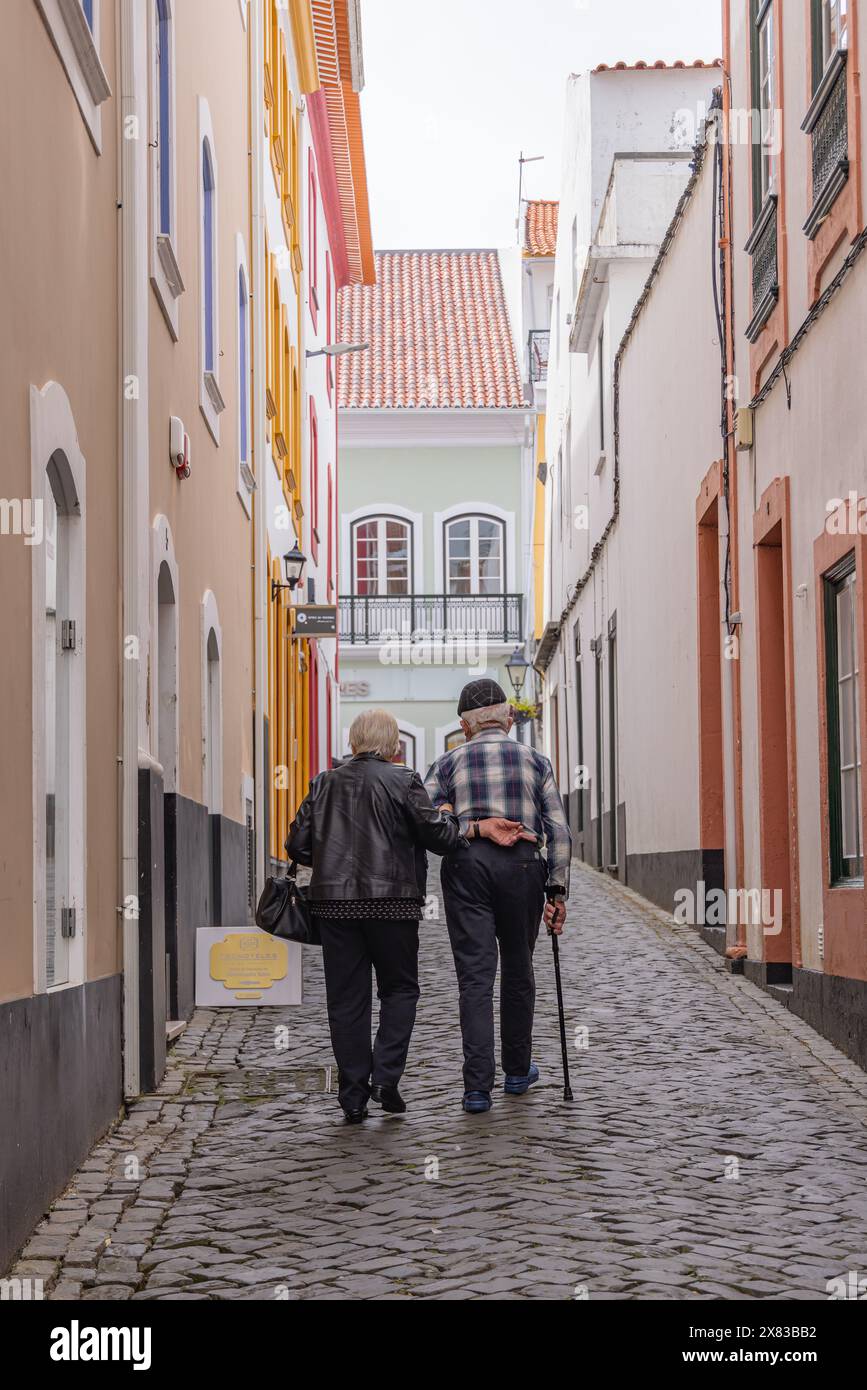 Angra do Heroismo, Terceira, Azores, Portugal. March 30, 2022. Couple ...