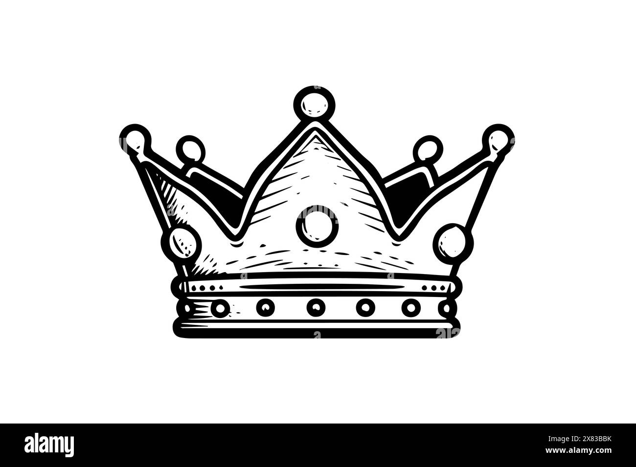 Vintage crown hand drawn ink sketch. Engraved style vector illustration ...