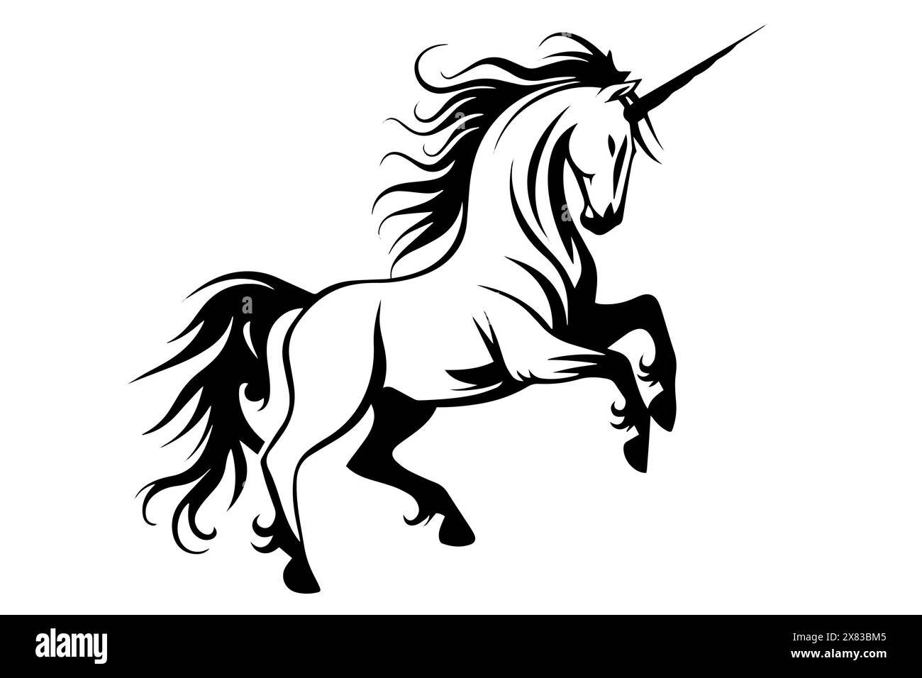 Enchanting Unicorn: Elegant Logo Vector Design in Black and White Stock ...