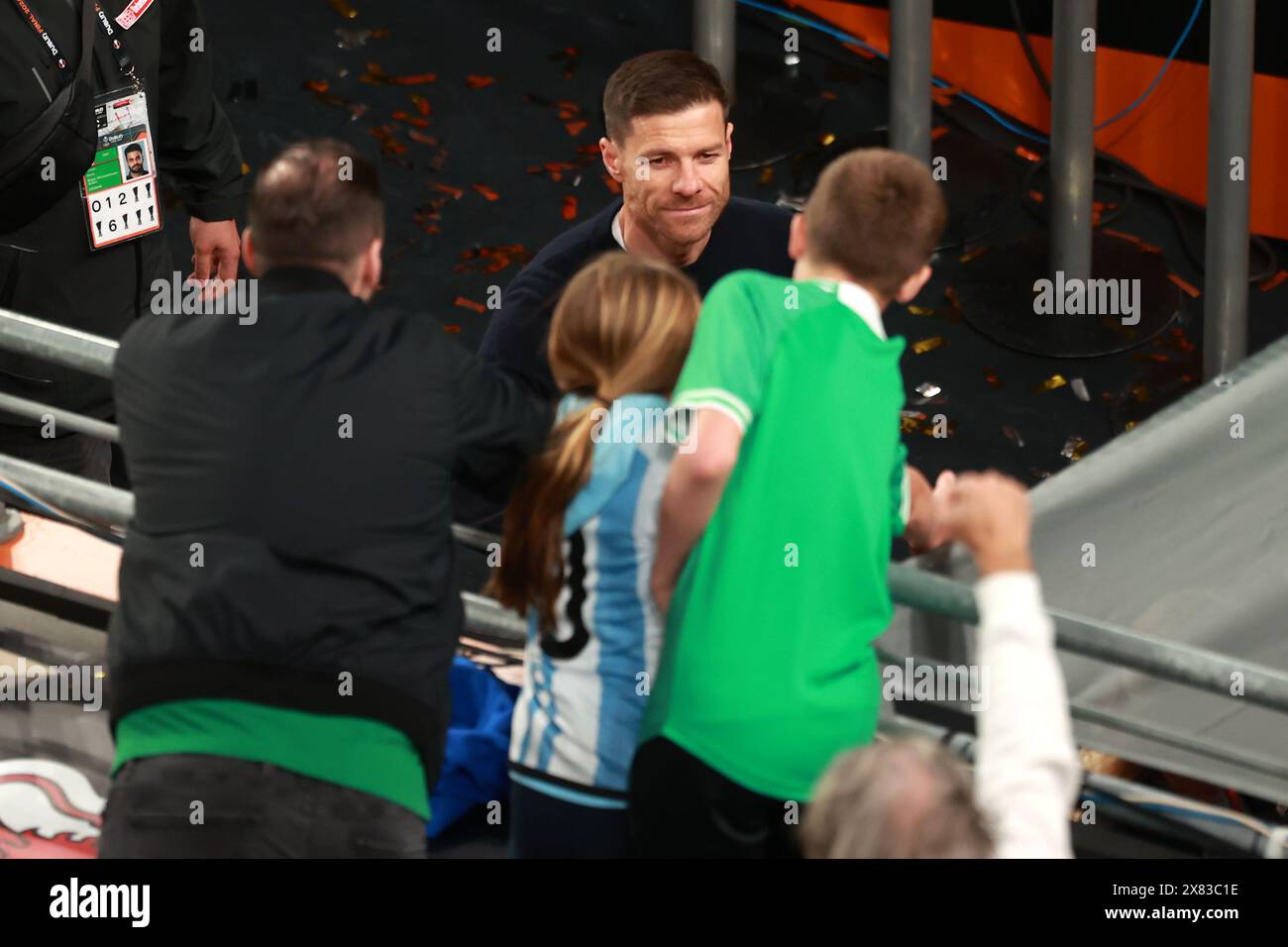 Bayer Leverkusen manager Xabi Alonso reacts following the UEFA Europa ...