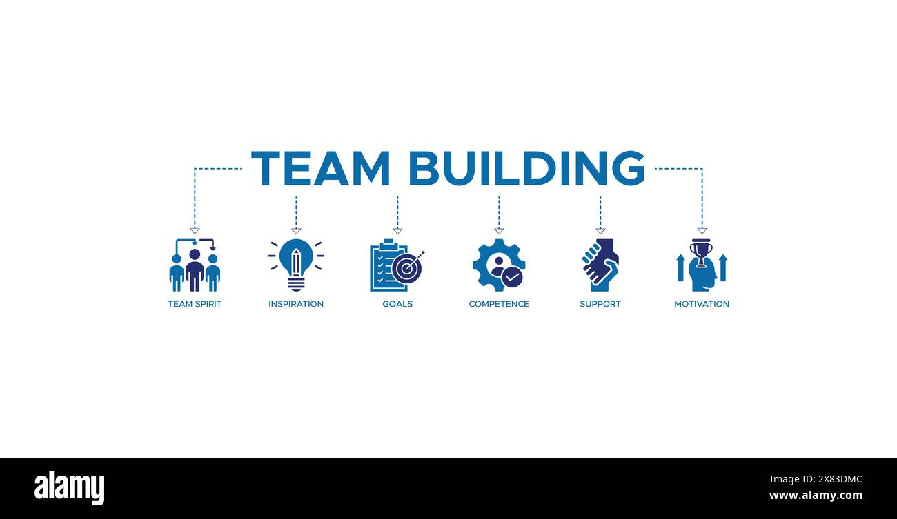 Team building building banner web icon vector illustration concept with ...