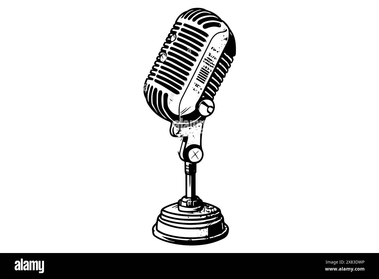 Microphone engraved in vintage style. Vector logo Stock Vector Image ...